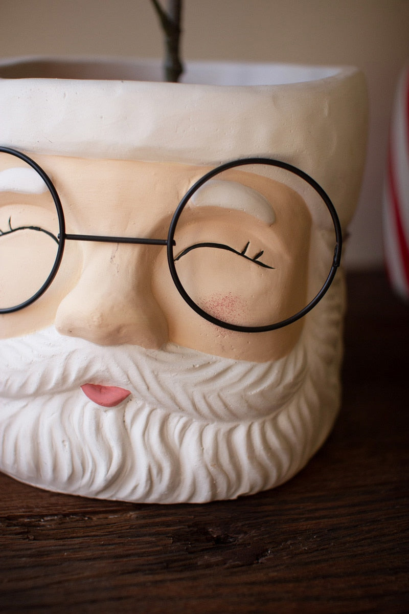Kalalou Set/2 Concrete Santa Planters – A Colorful Farmhouse