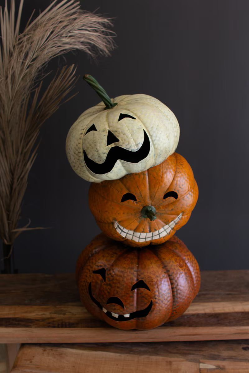 Kalalou Painted Metal Halloween Stacking Jack-O-Lanterns – A Colorful ...